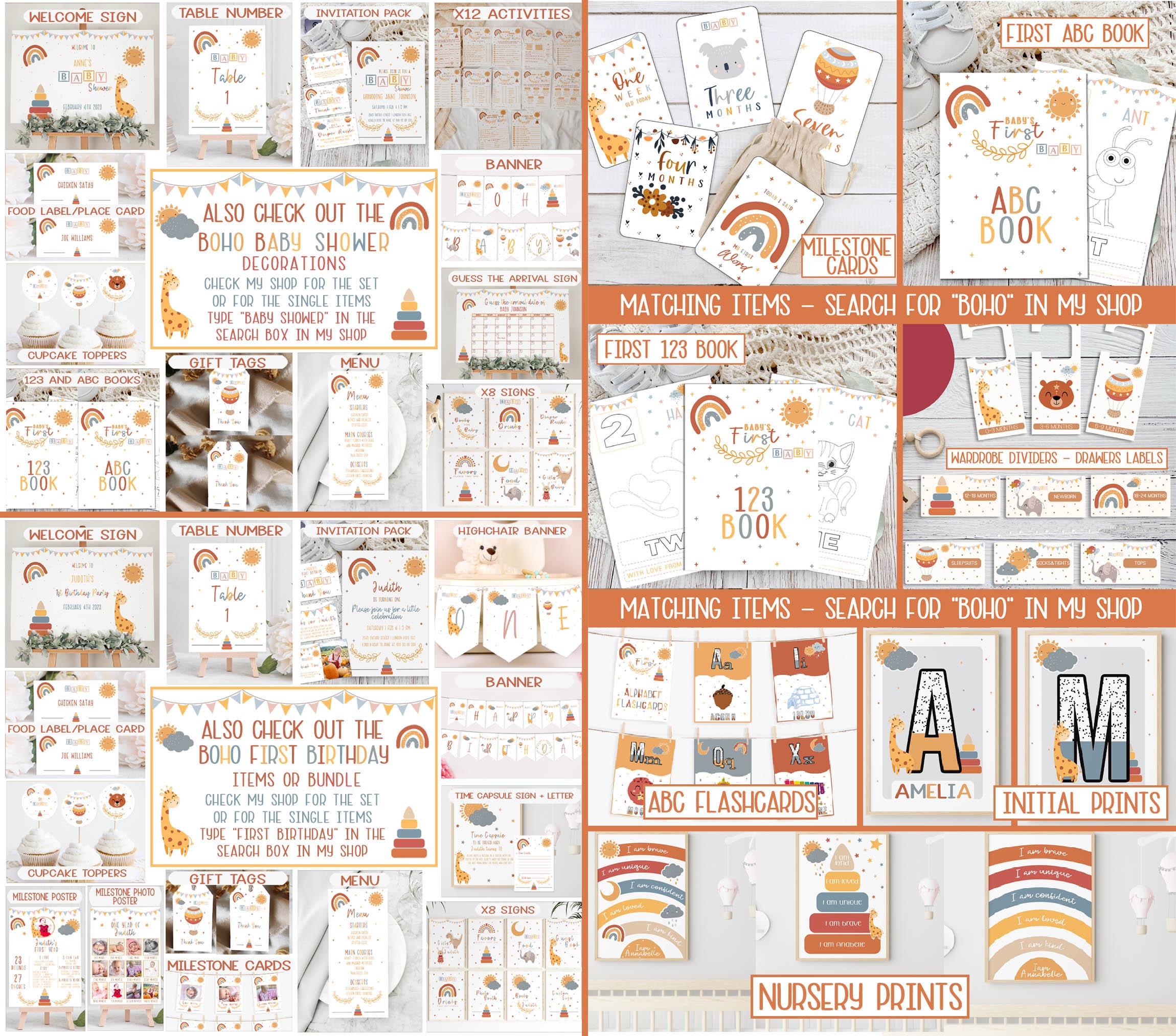 Boho Rainbow Affirmations Wall Decor Printable Digital Download Nursery ...