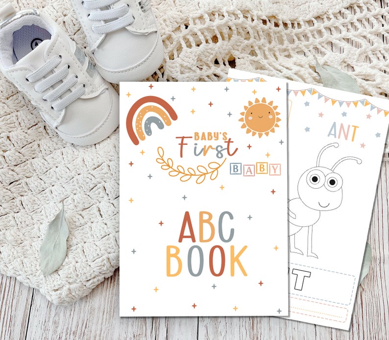 Editable Boho Baby ABC First Book Baby Shower Activity Printable ...
