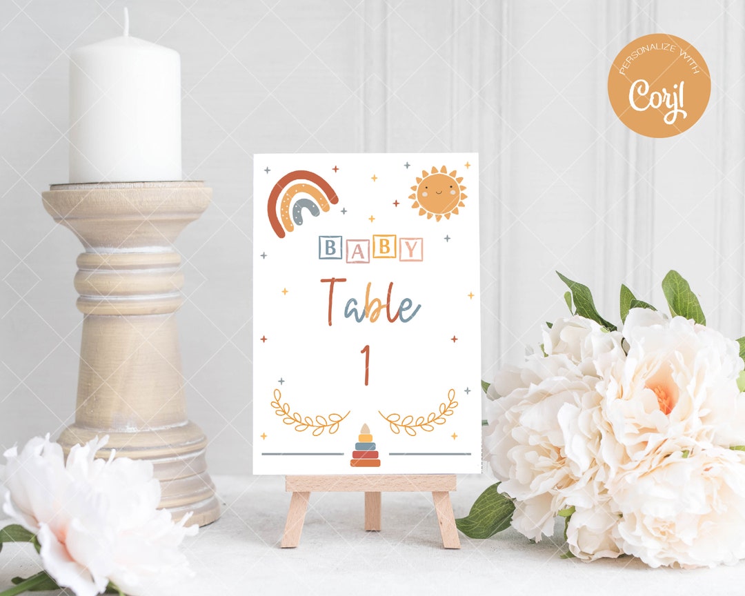 Boho Editable Printable First Birthday Table Number Sign Digital ...