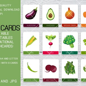 Educational Vegetables Flashcards Printable Digital Download,montessori ...