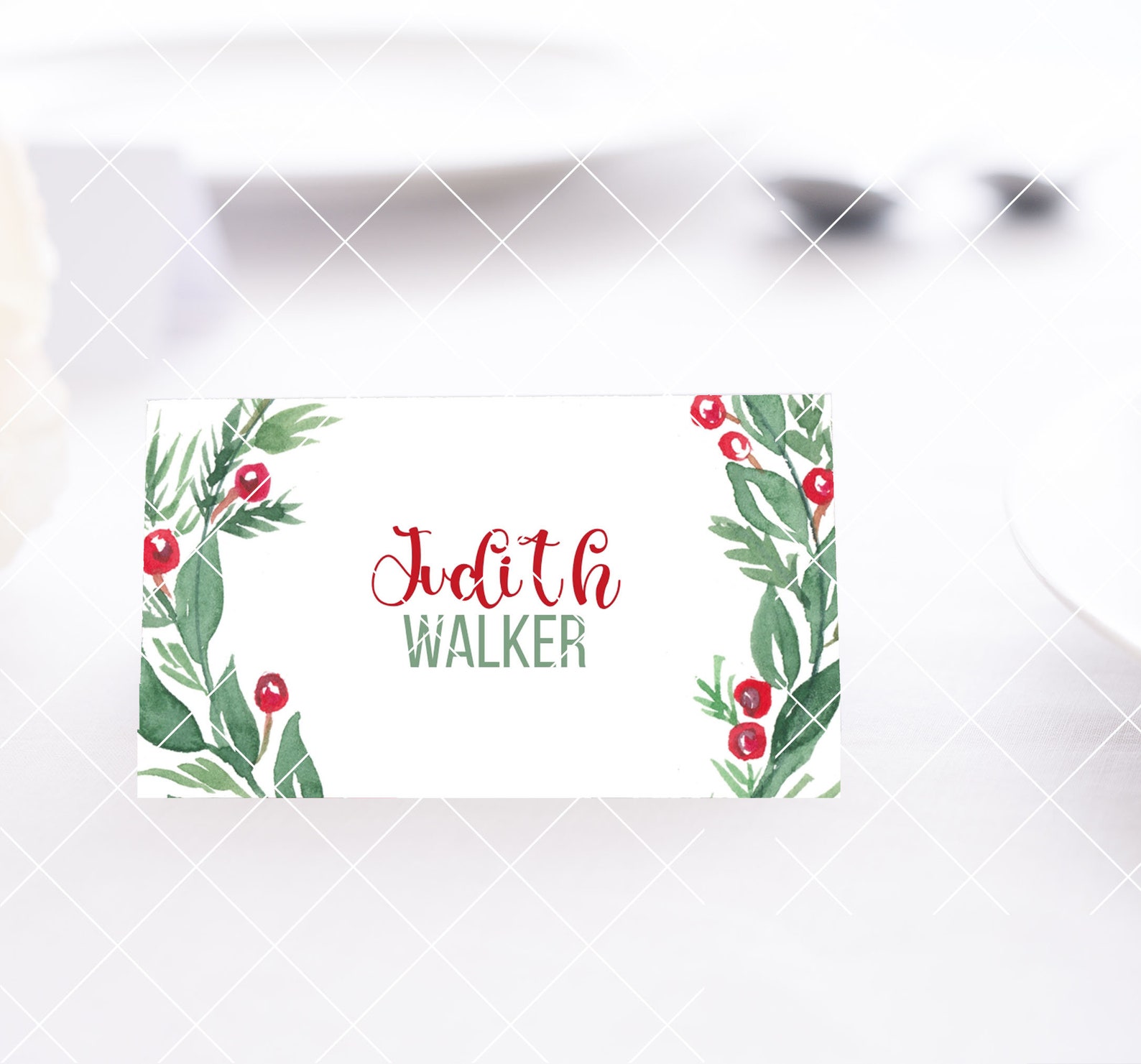 Editable Printable Christmas Place Card Instant Digital Download ...