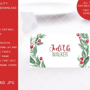 Editable Printable Christmas Place Card Instant Digital Download ...