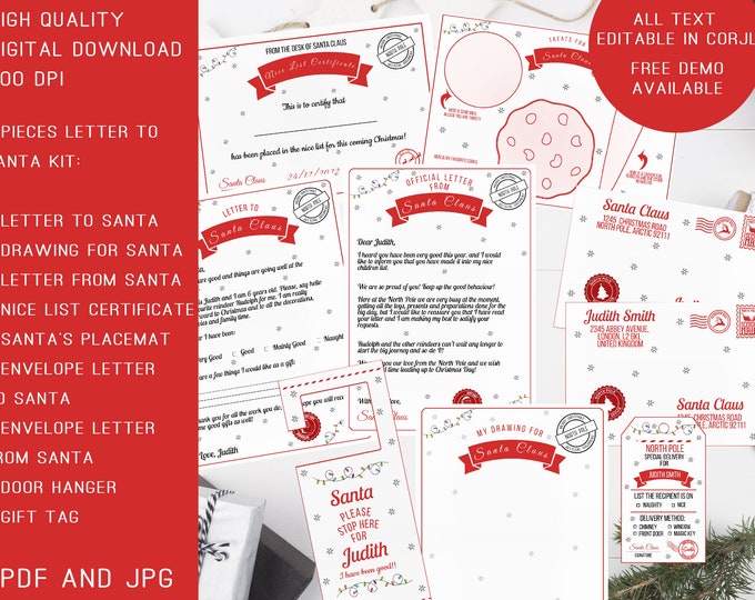 Editable Printable Letter to Santa Kit With Nice List Certificate ...