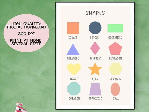 Educational Shapes Printable Poster Nursery and Classroom | Etsy