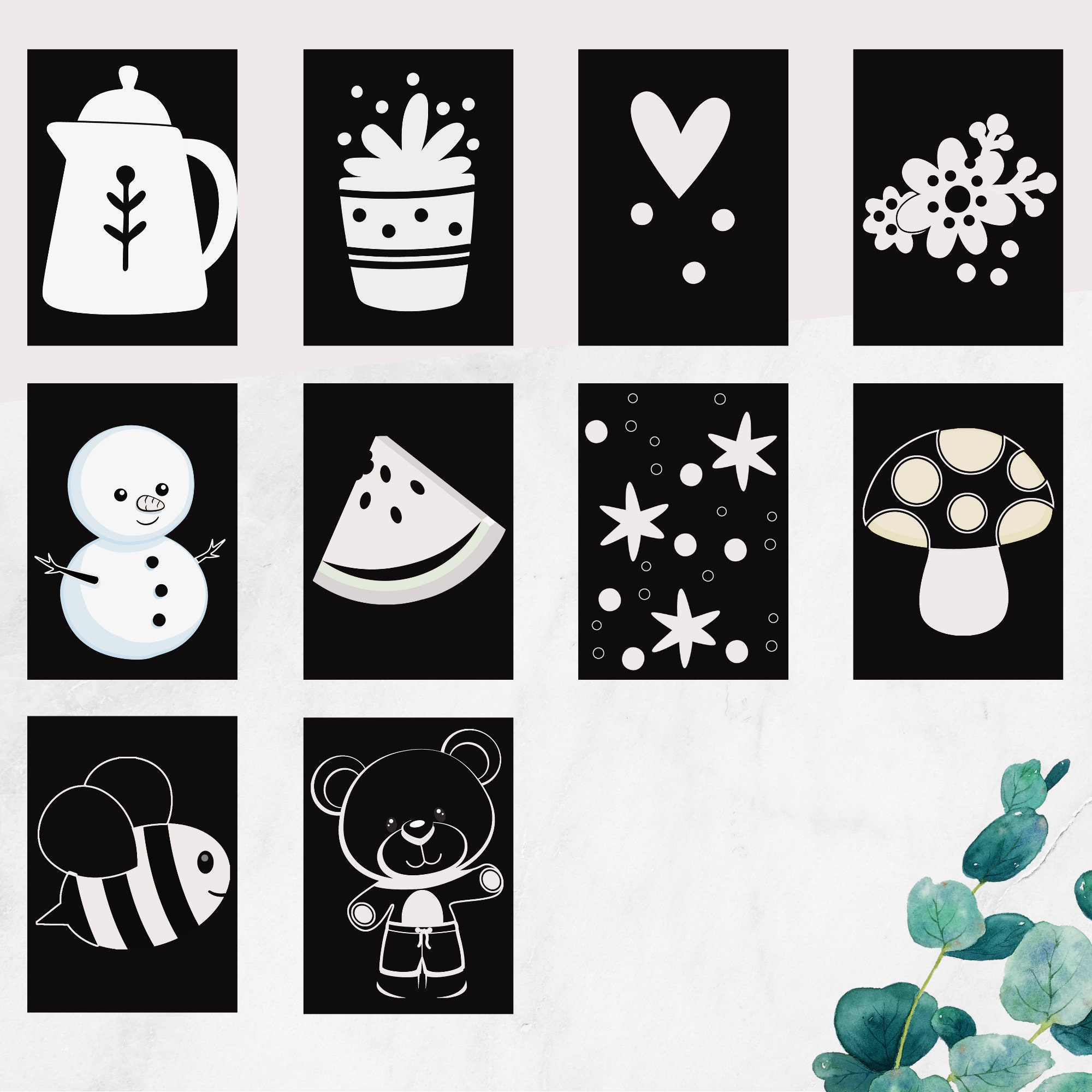 High Contrast Black and White Sensory Cards Printable for - Etsy