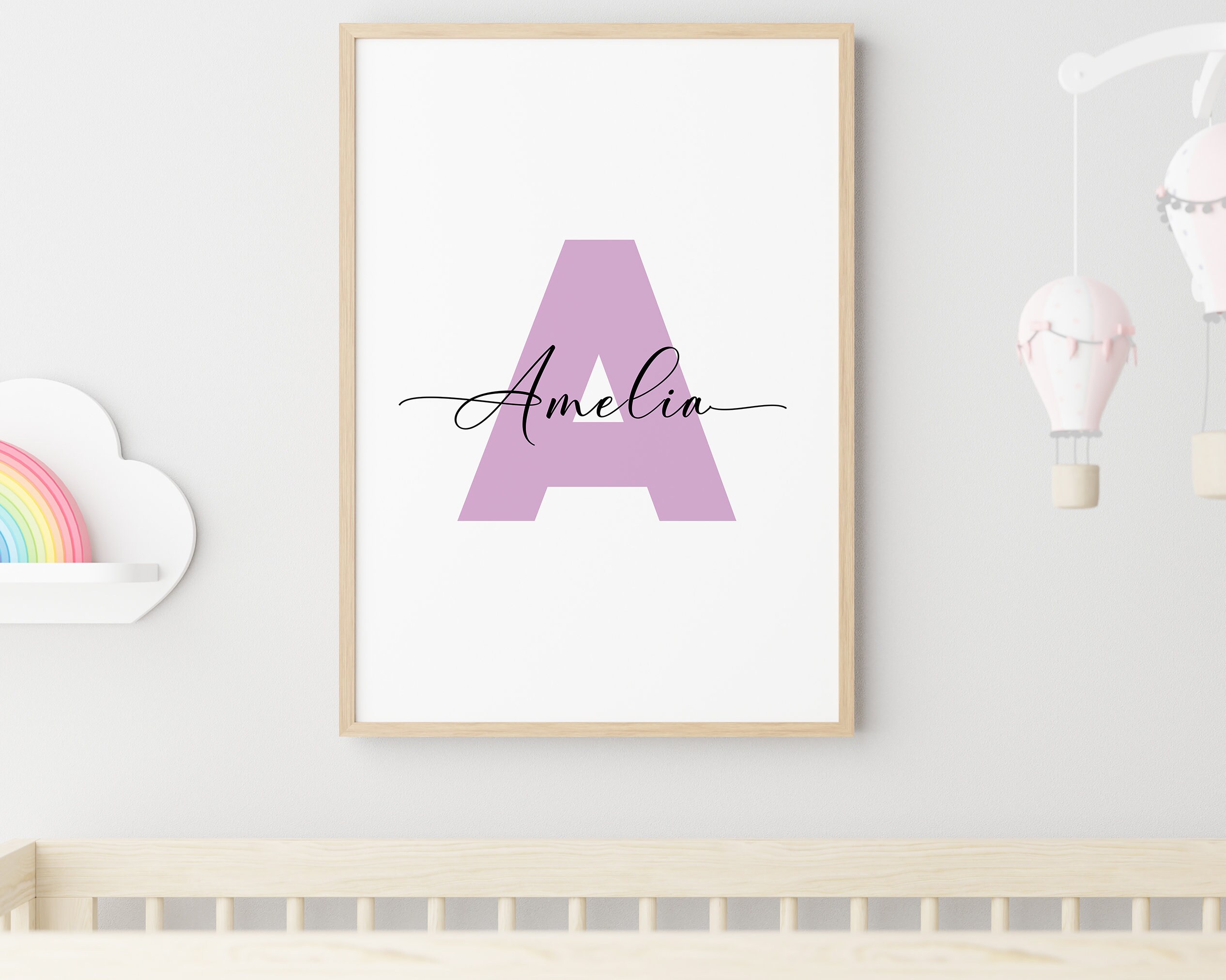 Personalised Name Initial Printable Digital Download Nursery Poster ...