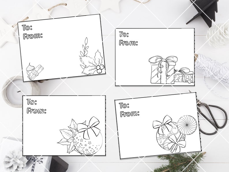 Coloring Printable Christmas Cards Instant Digital Download, Christmas ...