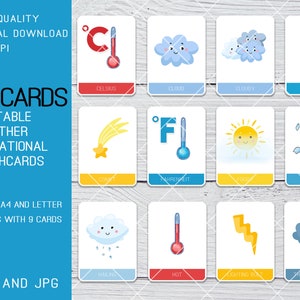 Educational Weather Flashcards Printable Digital Download,montessori ...