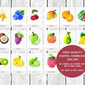 Educational Fruit Flashcards Printable Digital Download, Montessori ...