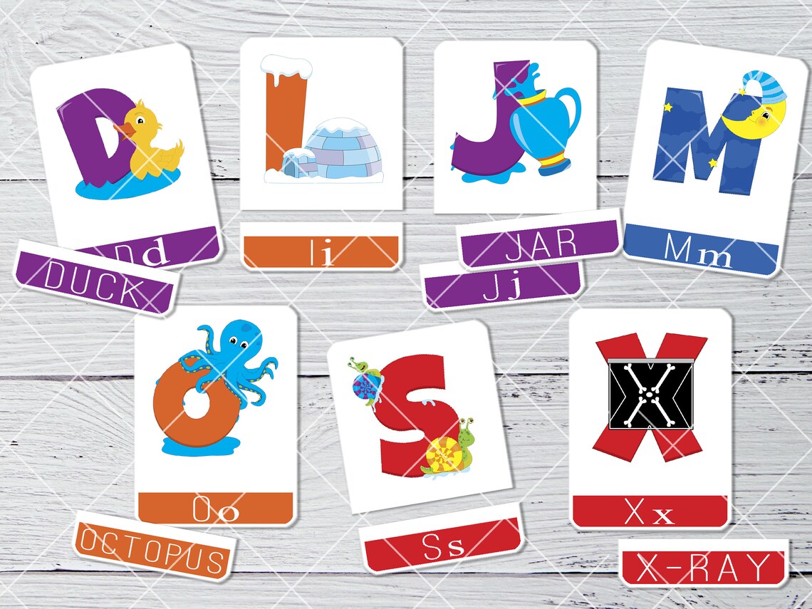 Educational Alphabet Flashcards Printable Digital Download,montessori ...