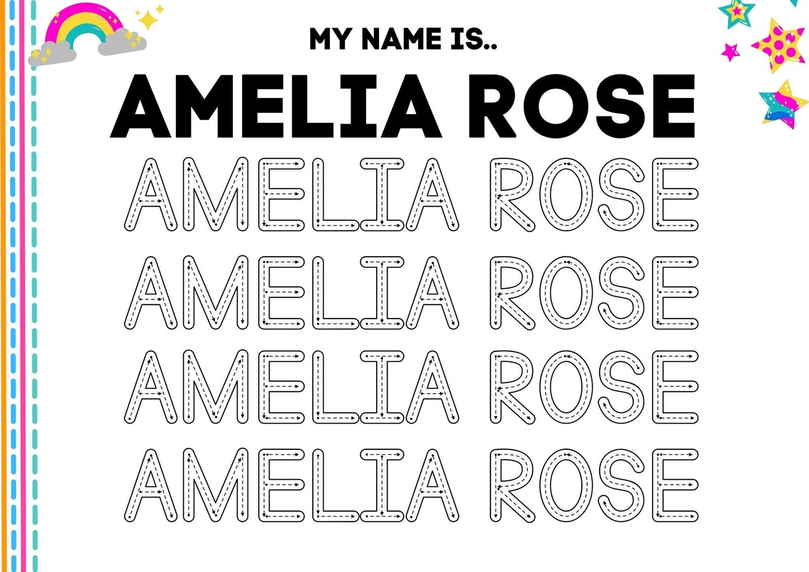 PRINTABLE NAME TRACING Worksheet Kindergarten & Preschoolcustom Name ...