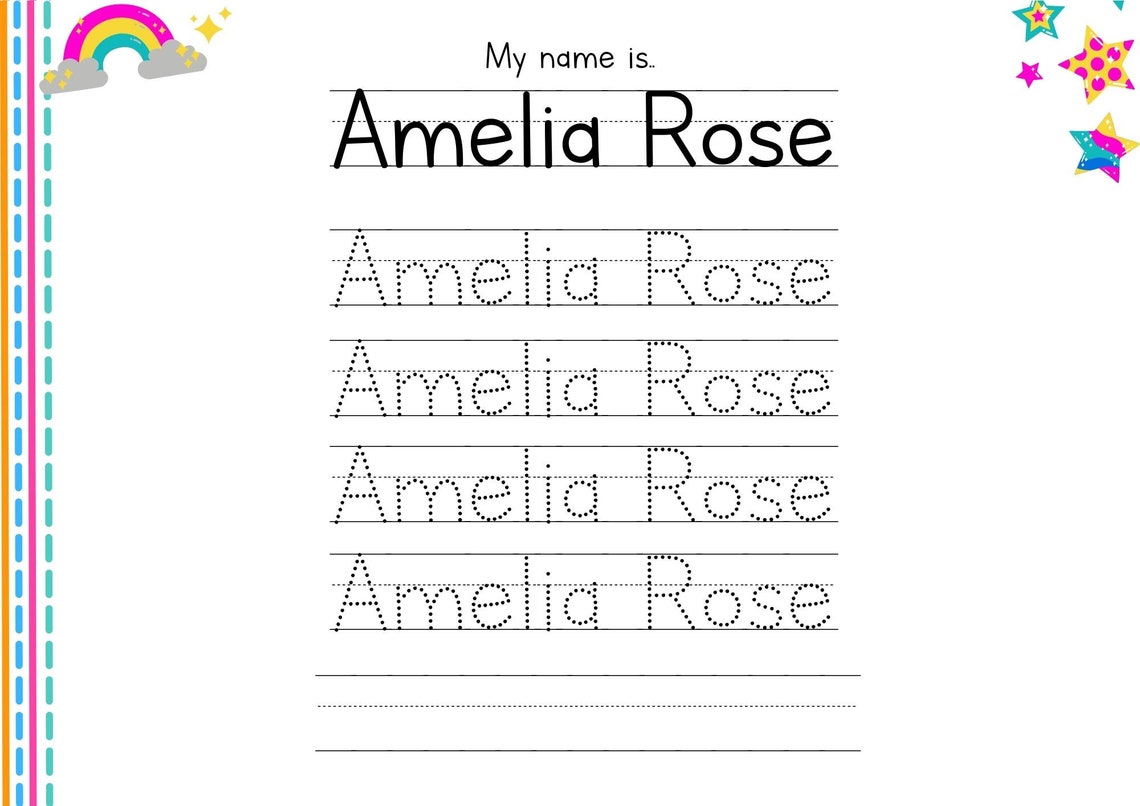 PRINTABLE NAME TRACING Worksheet Kindergarten & Preschoolcustom Name ...
