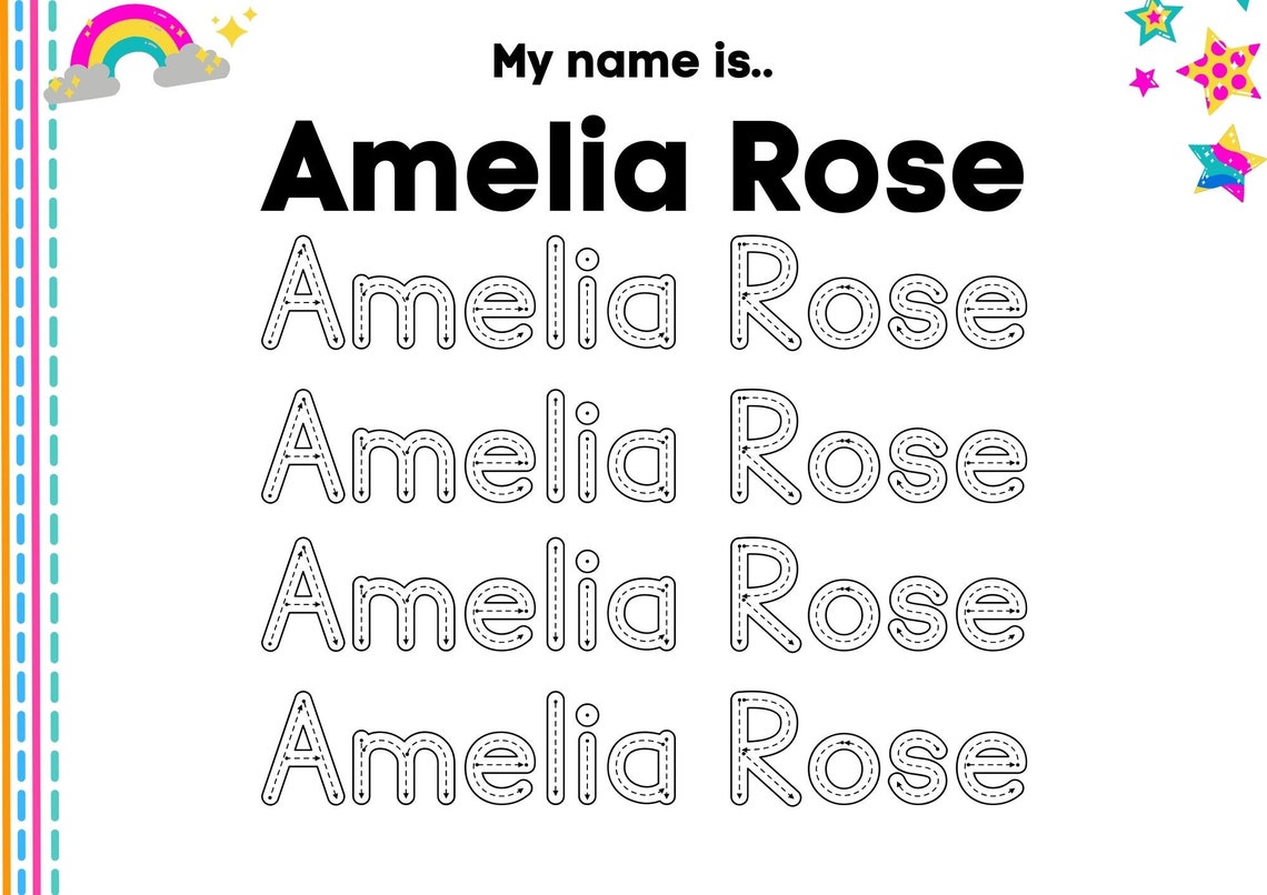 PRINTABLE NAME TRACING Worksheet Kindergarten & Preschoolcustom Name ...