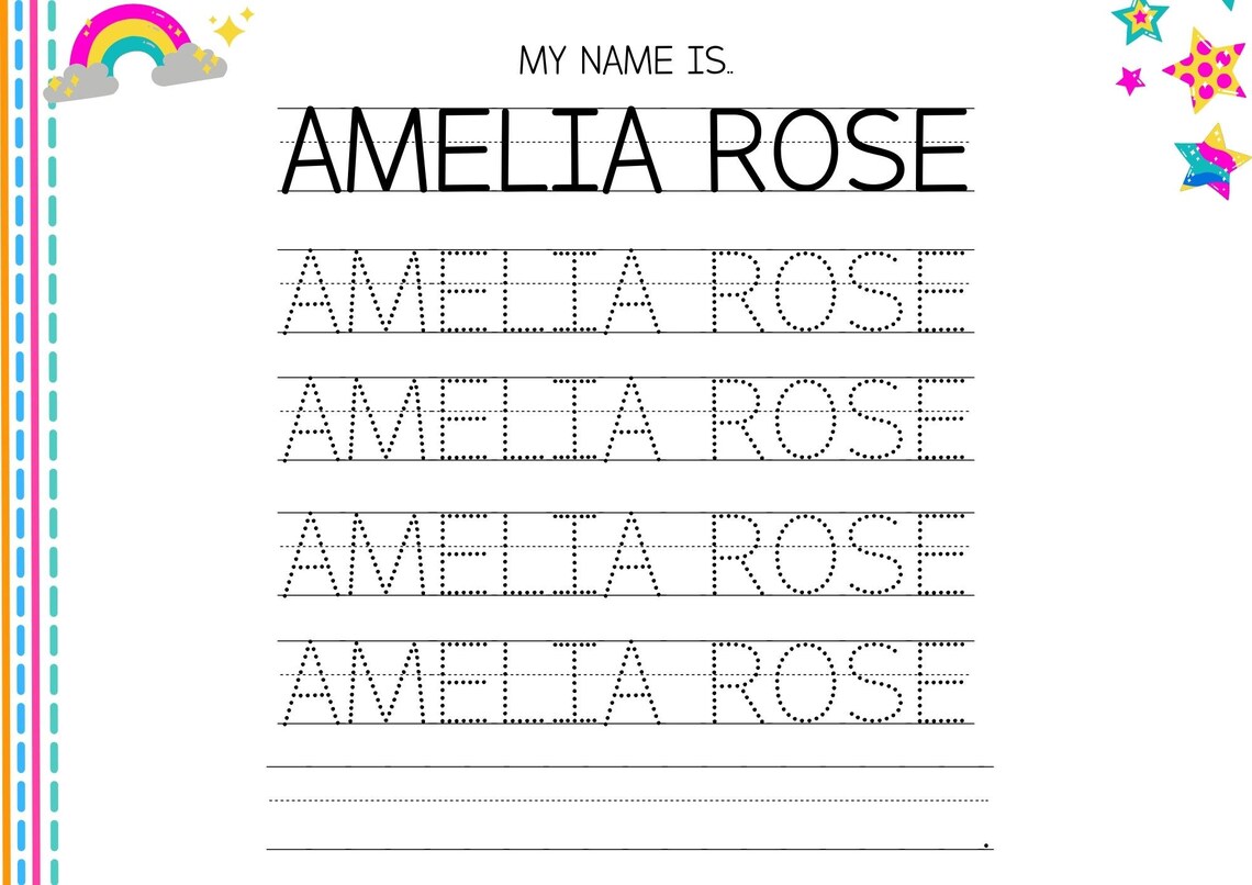 PRINTABLE NAME TRACING Worksheet Kindergarten & Preschoolcustom Name ...