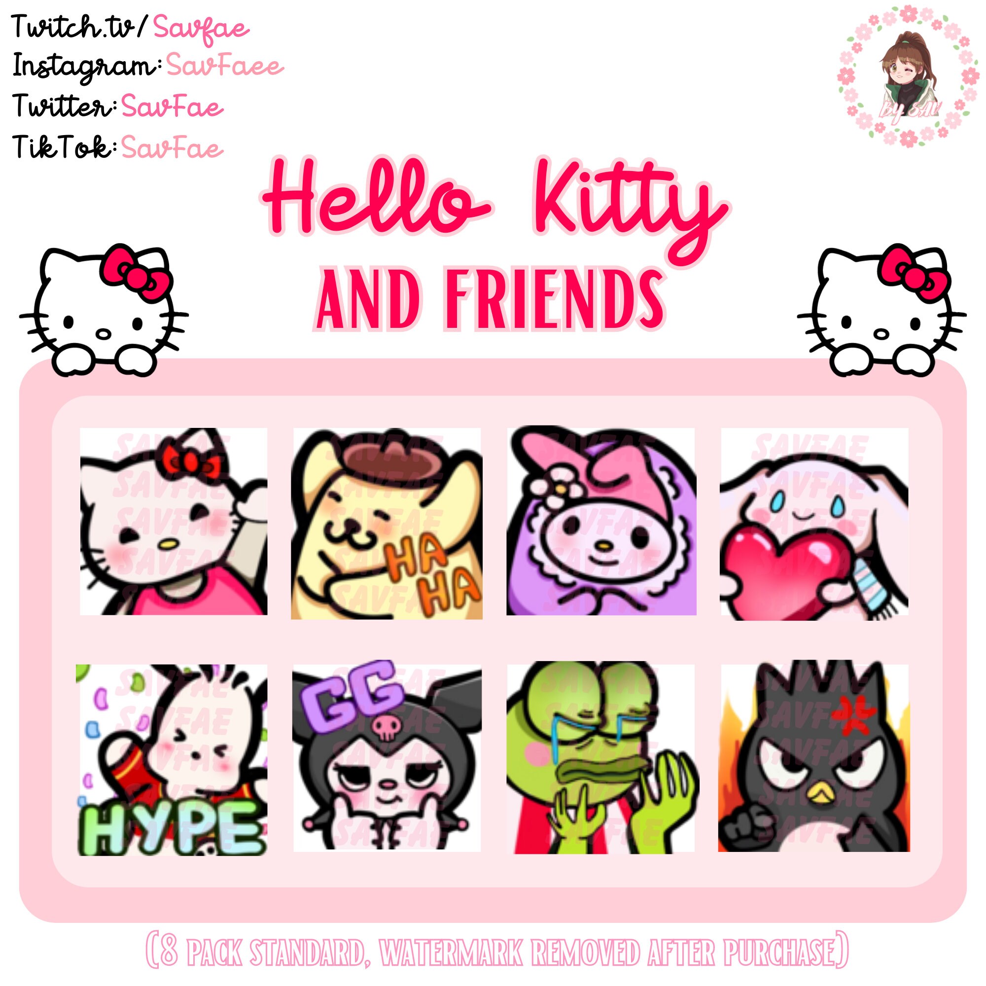 Kitty & Friends Emotes Twitch 8 Pack - Etsy