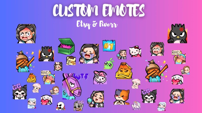 CUSTOM STANDARD EMOTES for Twitch | Commissioned Emotes for Your ...
