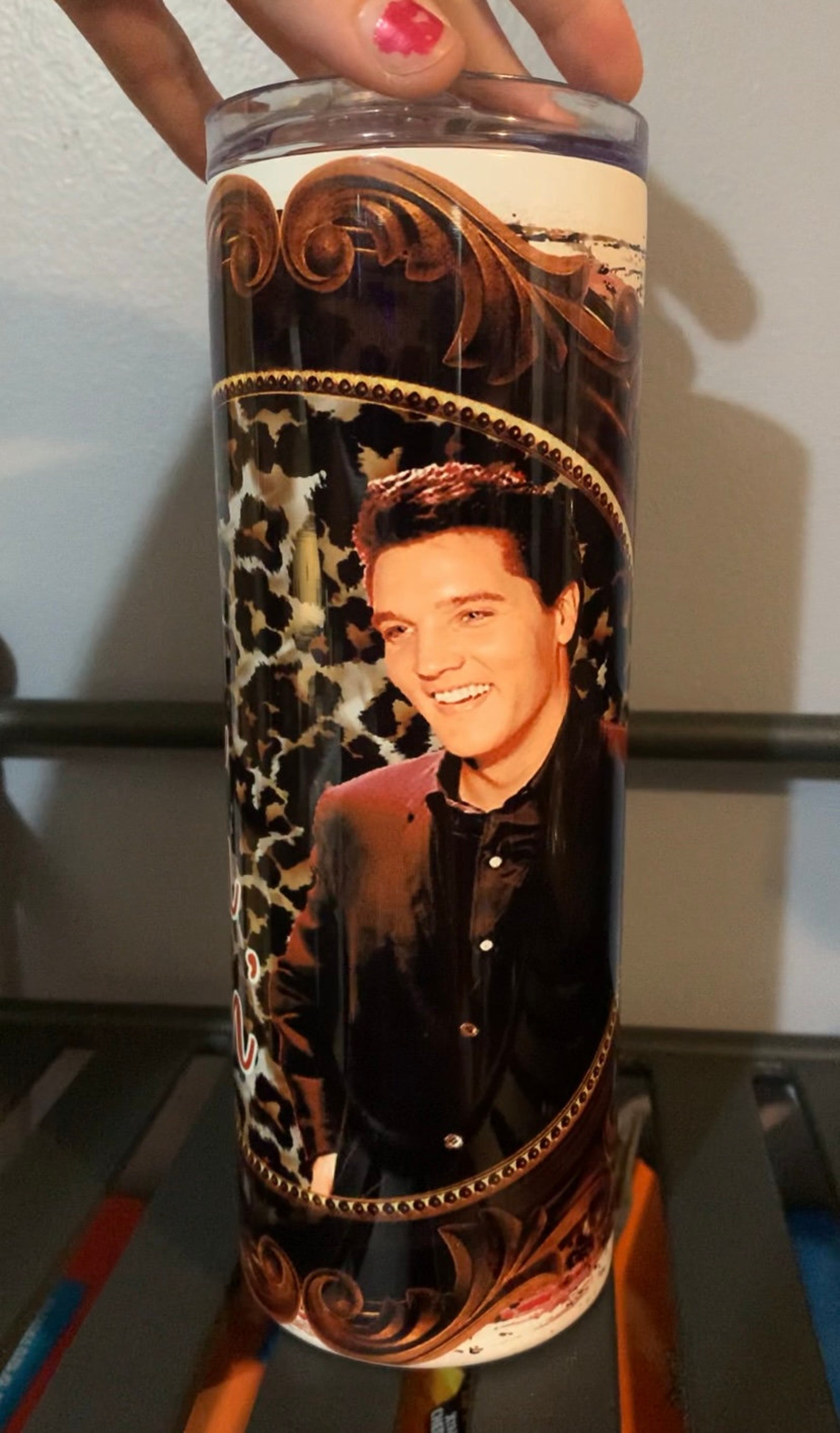 Elvis Presley Hunka Hunka Burnin’ Love Cheetah Print Tumbler With Straw ...