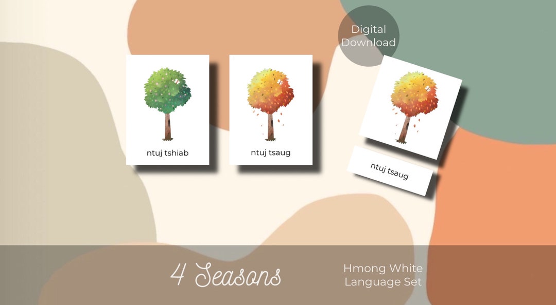 Hmong White Seasons Set - Montessori 3-part Cards - Digital - Etsy