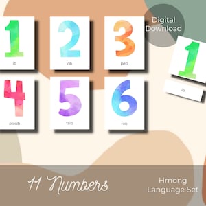 Hmong Numbers Set - Montessori 3-part Cards - Digital - Etsy