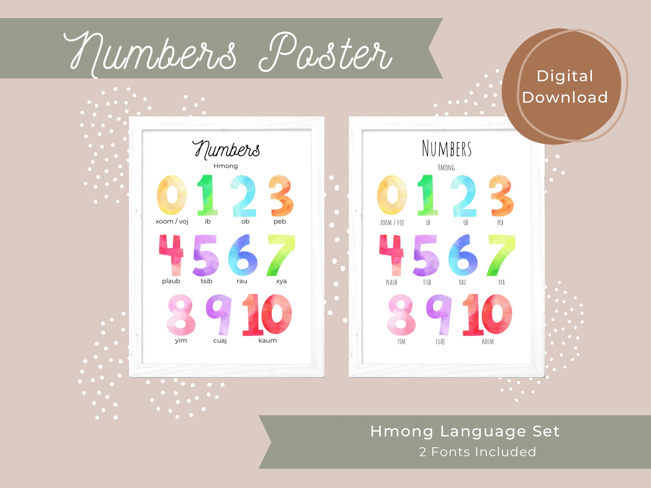 Hmong Numbers Poster 2 Fonts Included Digital - Etsy