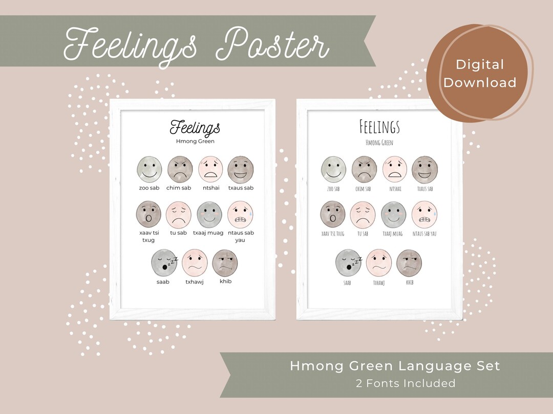Hmong Green Feelings Poster - 2 Fonts Included - Digital - Etsy