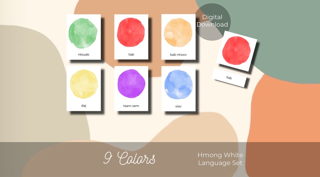 Hmong White Colors Set Montessori 3-part Cards Digital - Etsy