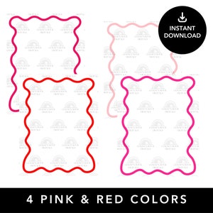 Pink + Red Retro Wavy Border Frame | PNG Files | Thick Wavy Border | 4 ...