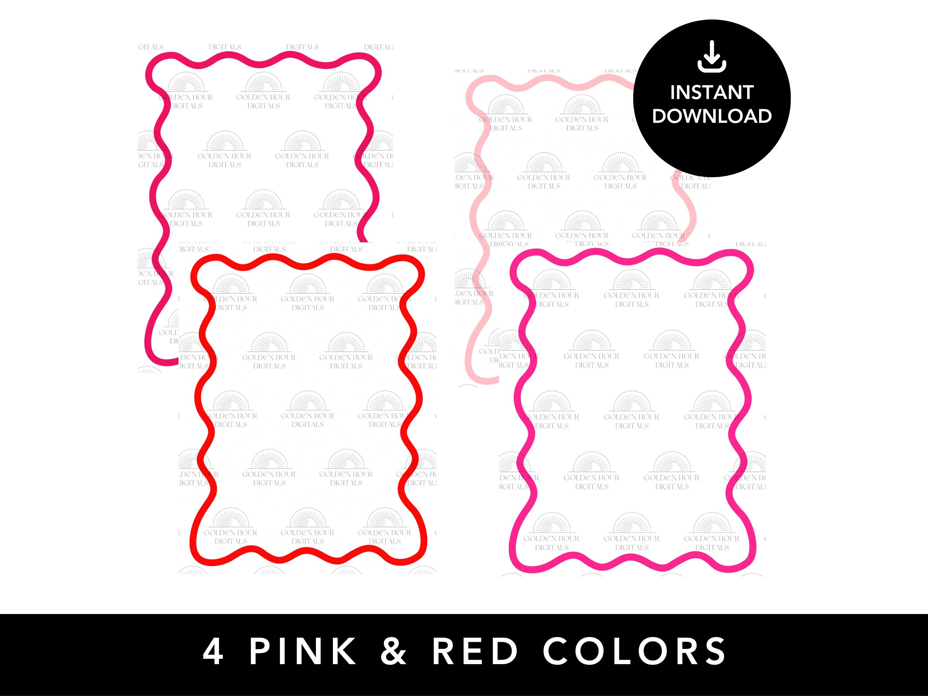 Pink + Red Retro Wavy Border Frame | PNG Files | Thick Wavy Border | 4 ...