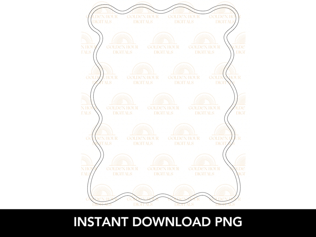 Retro Double Line Wavy Frame | PNG Files | Plain Outline Wavy Border ...
