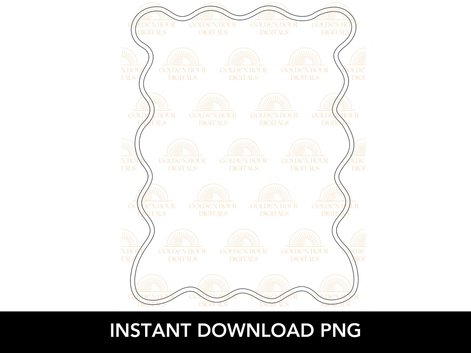 Retro Double Line Wavy Frame | PNG Files | Plain Outline Wavy Border ...