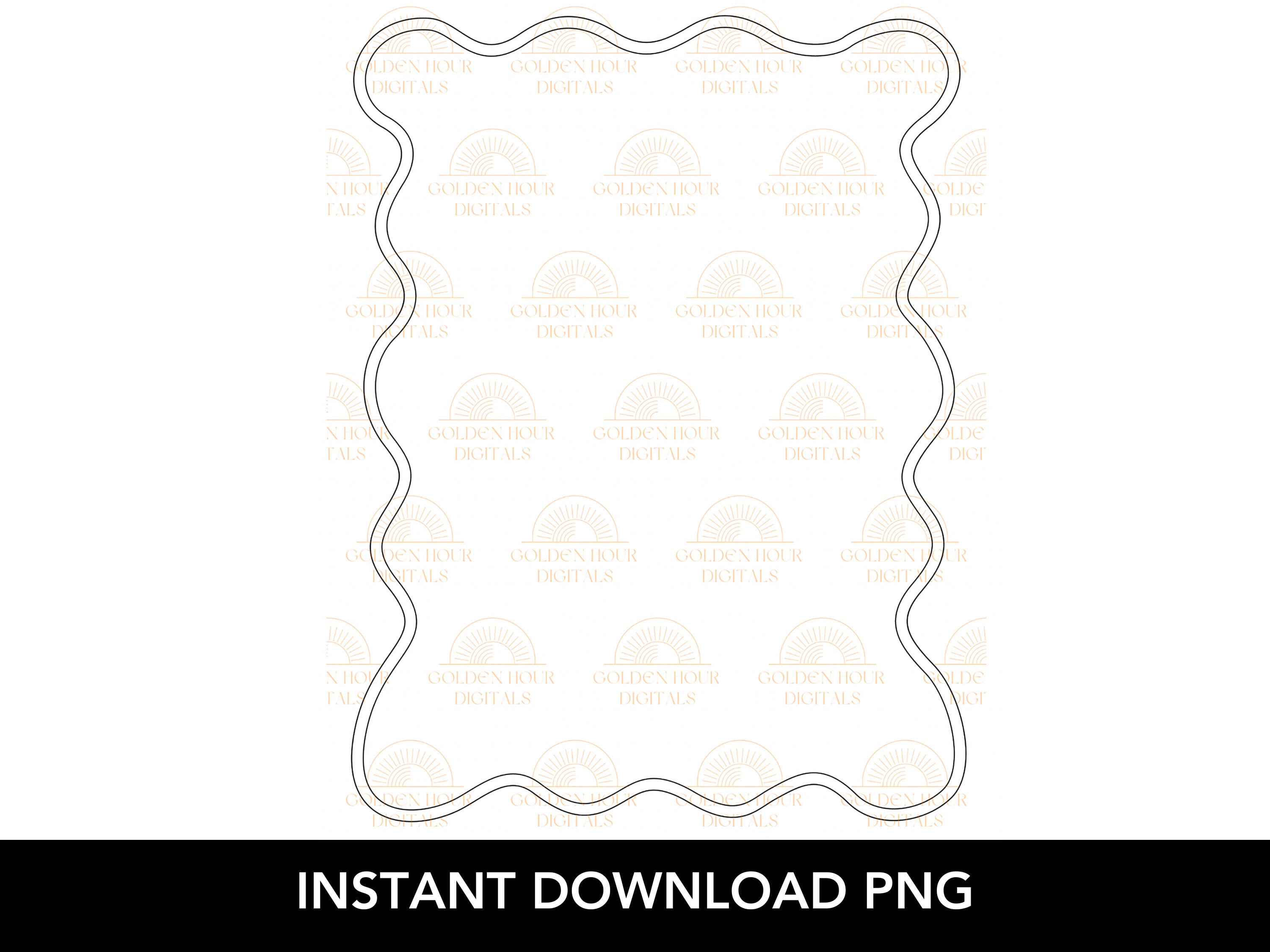 Retro Double Line Wavy Frame | PNG Files | Plain Outline Wavy Border ...