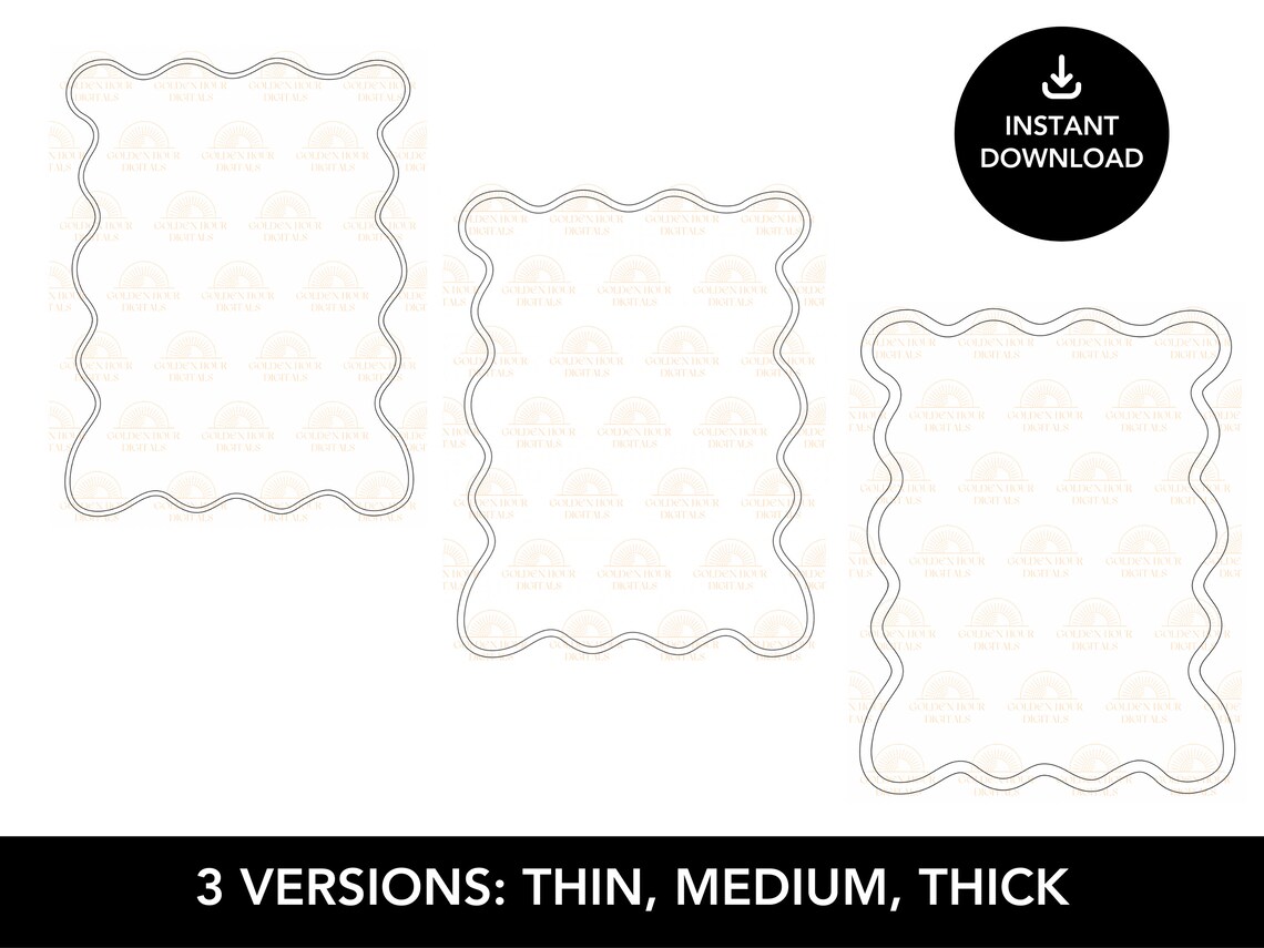 Retro Double Line Wavy Frame | PNG Files | Plain Outline Wavy Border ...