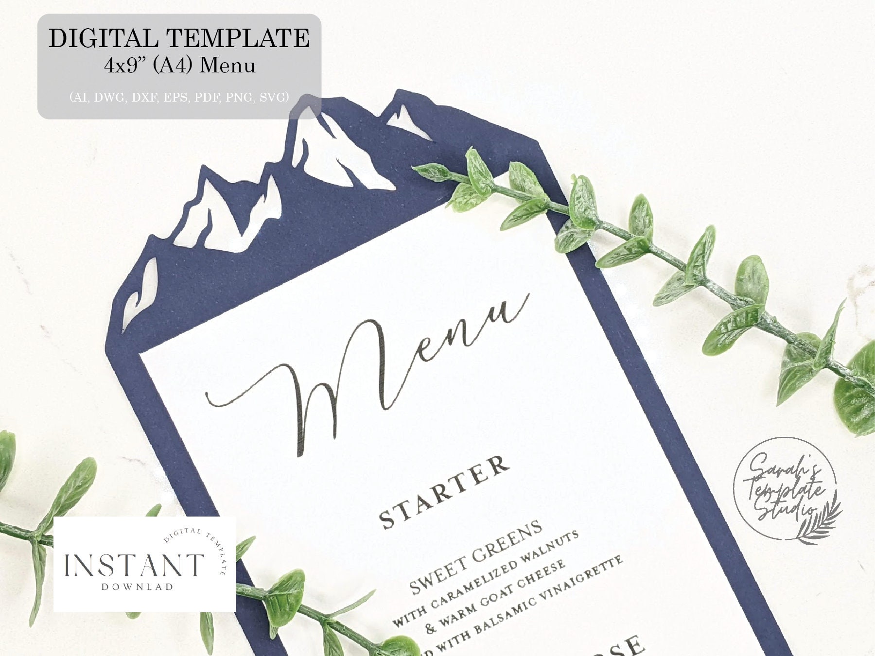 DIY Montana Mountains Wedding 4x9 Menu Digital Template A4 - Etsy