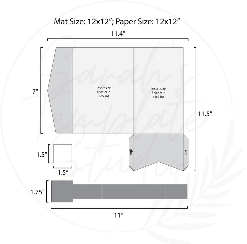 DIY Basic 5x7 Wedding Invitation Pocket Trifold Envelope Digital ...
