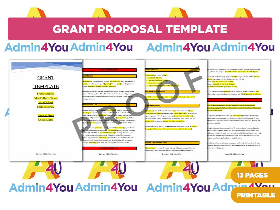 Grant Proposal Template With Cover Letter - Etsy