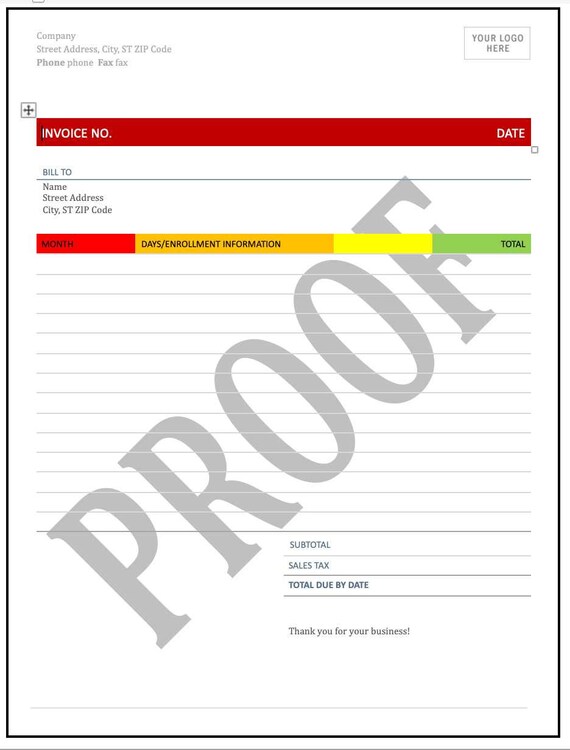 Parent Invoice Receipt Template | Etsy