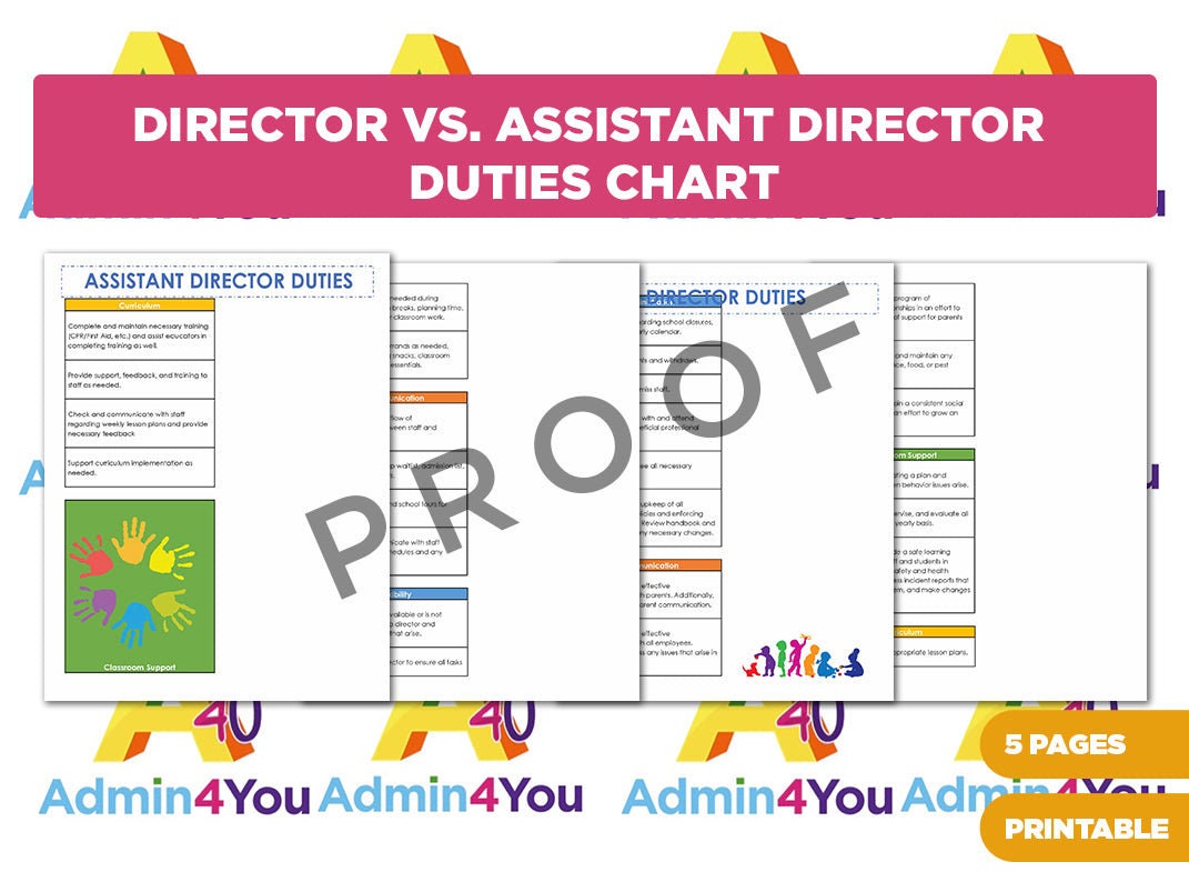 Assistant Director VS. Director Duties Chart - Etsy