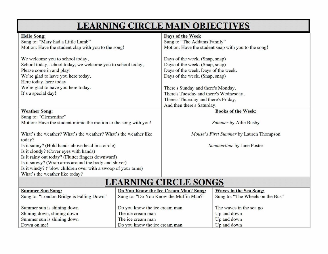 June Infant Lesson Plans - Etsy