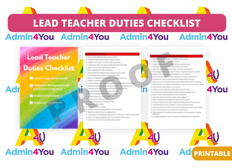Lead Teacher Yearly Duties and Responsibilities Checklist - Etsy