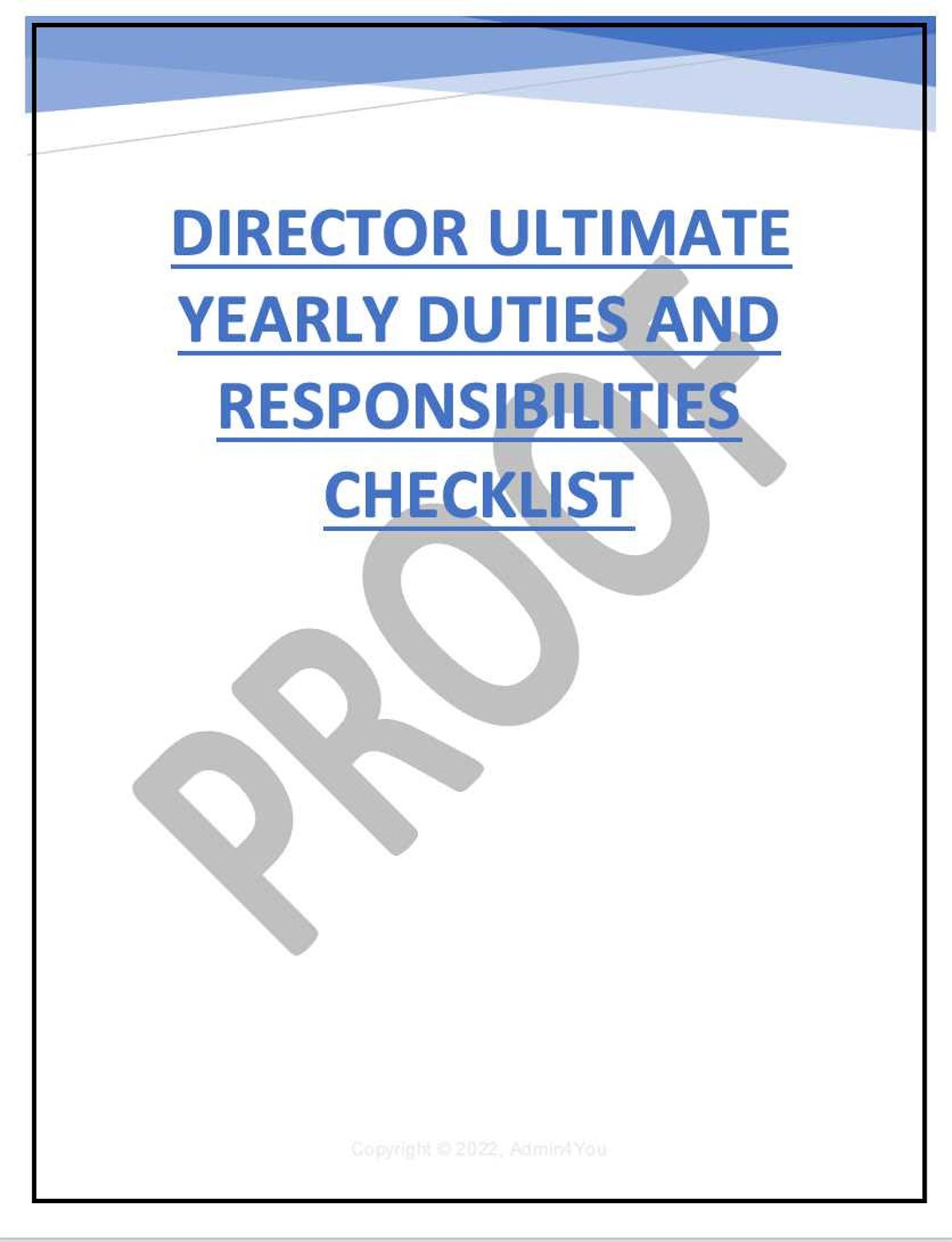Director Duties Yearly Checklist - Etsy