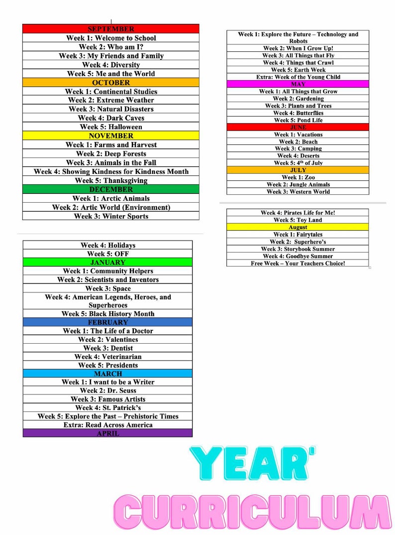 Full Year Preschool and Pre-k Curriculum - Etsy