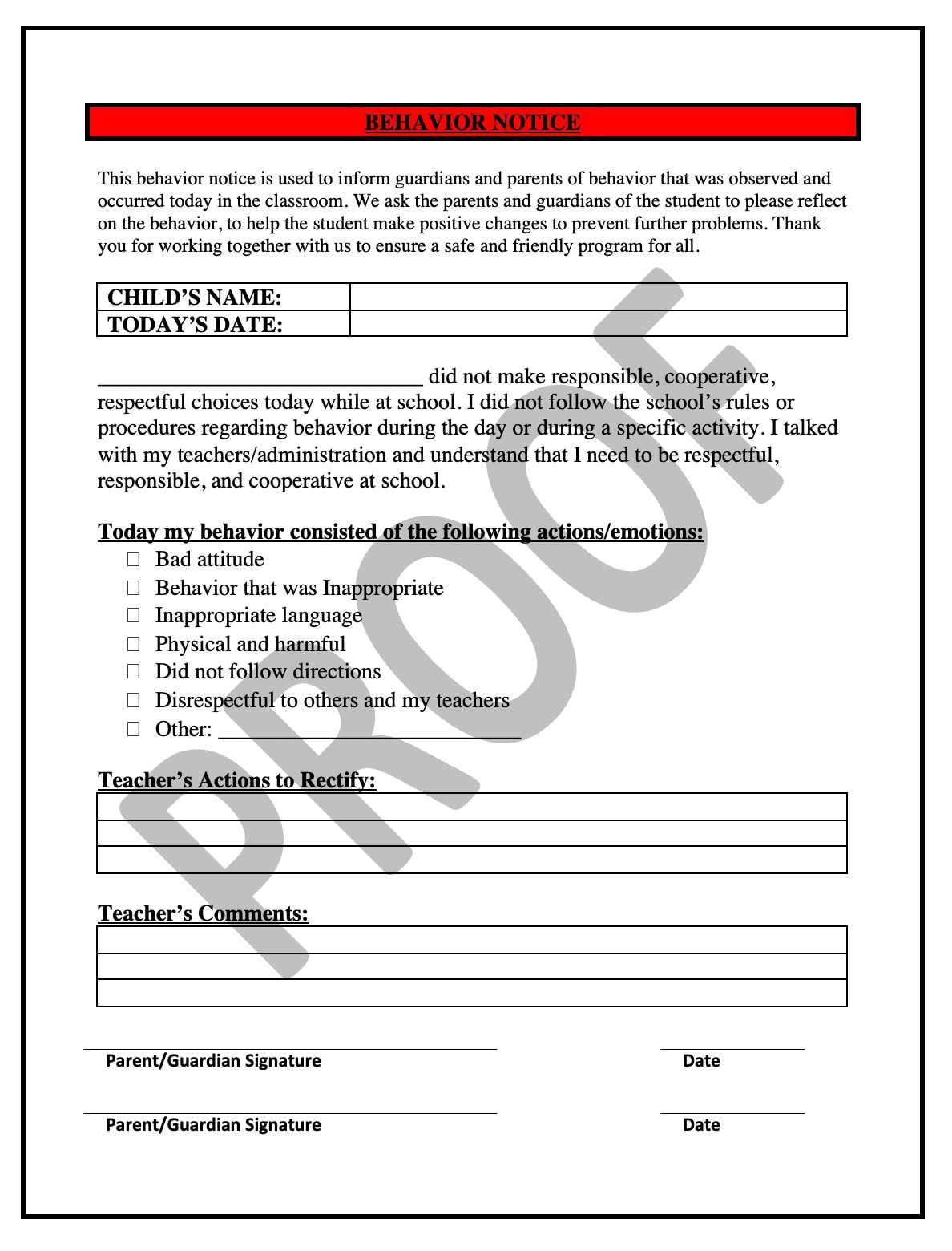 Behavior Incident Report | Etsy