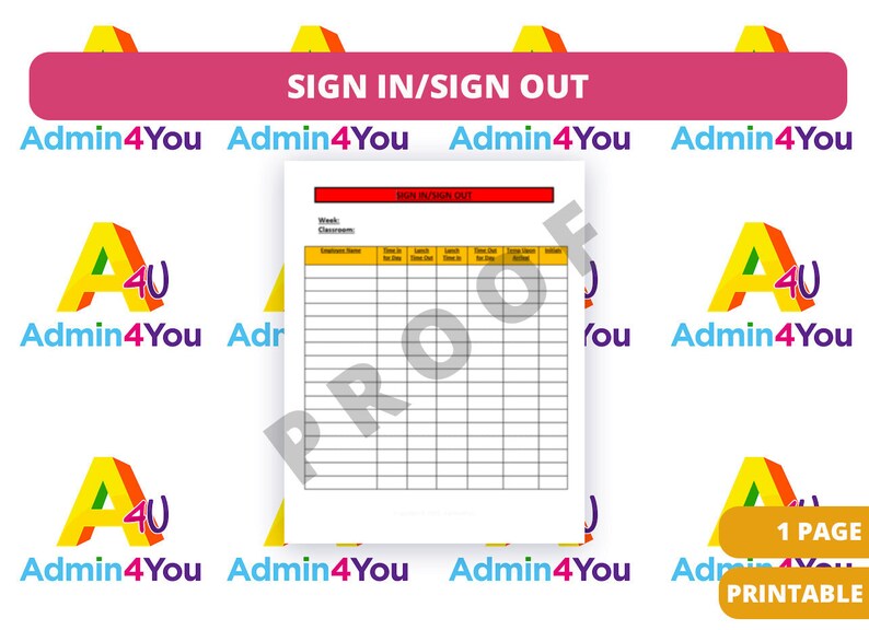 Sign in and Out Template for Employees - Etsy