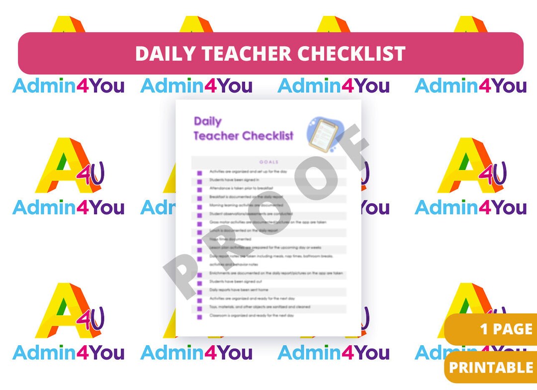 Teacher Daily Duties Checklist - Etsy