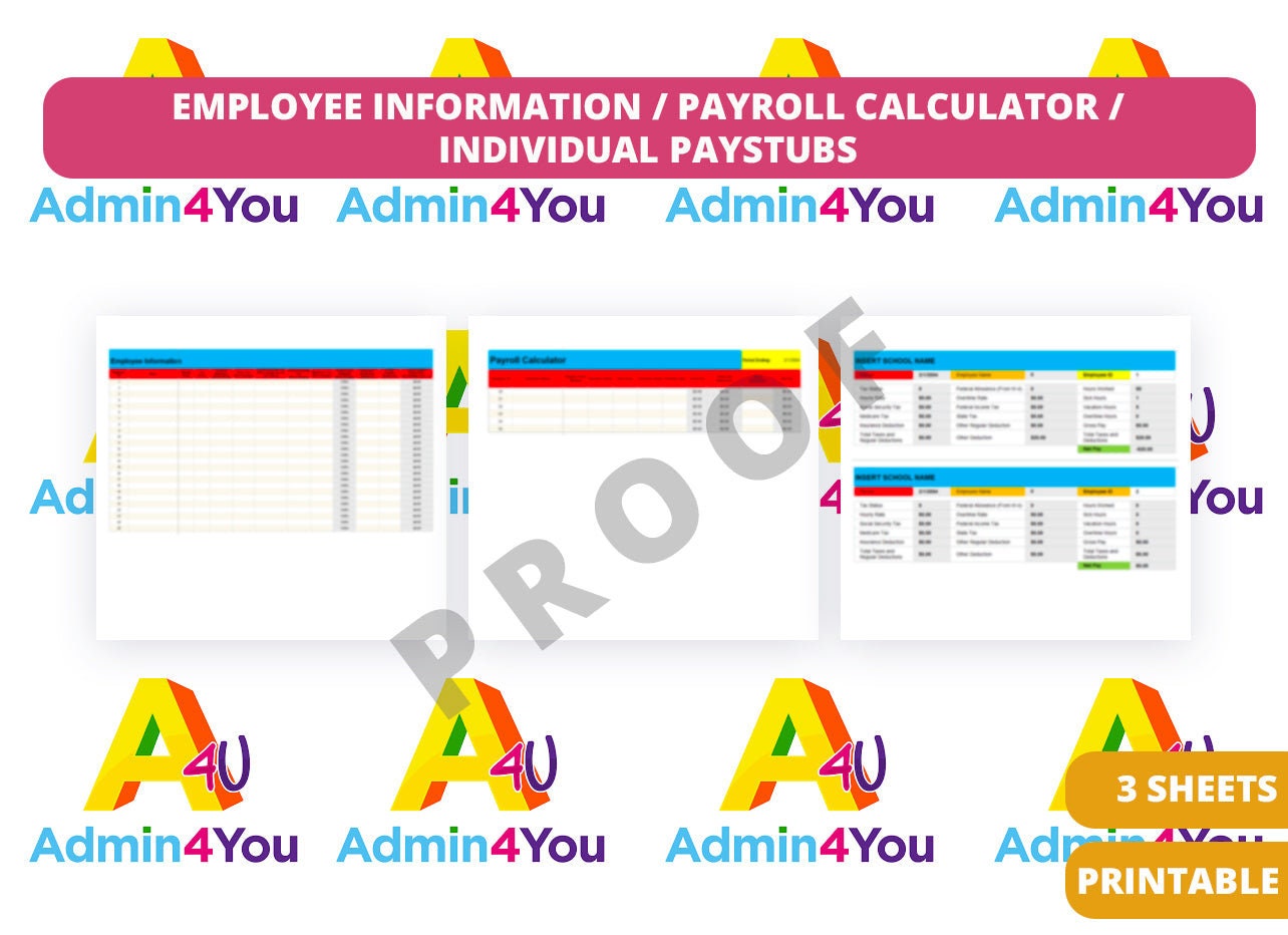 Employee Payroll Information Payroll Calculator and Payroll - Etsy