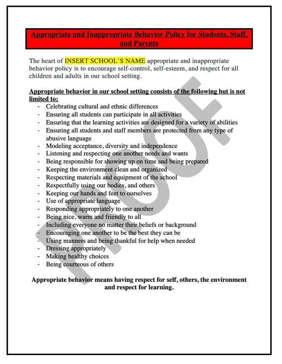 Appropriate and Inappropriate Behavior Policy for | Etsy