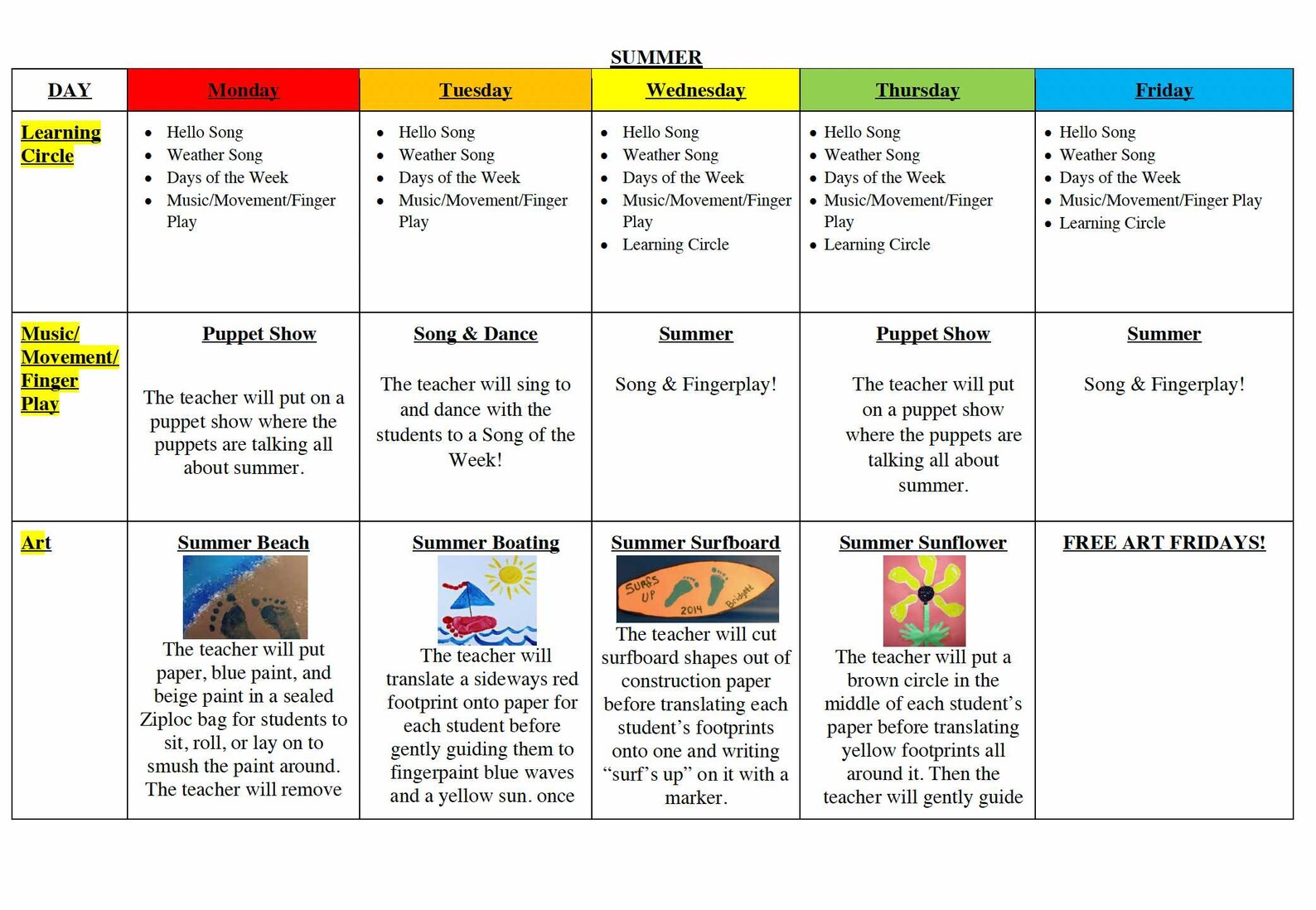 June Infant Lesson Plans - Etsy