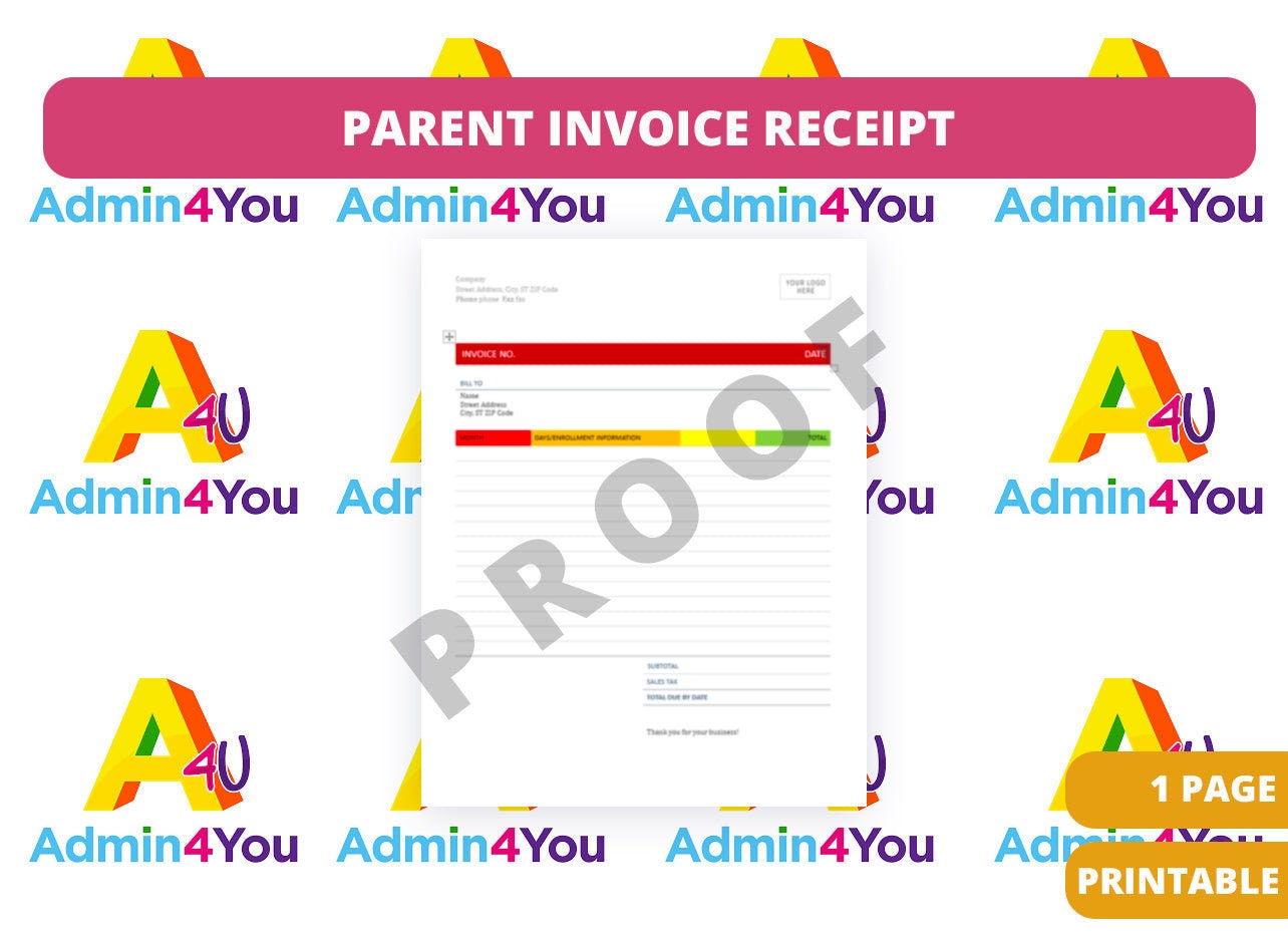 Parent Invoice Receipt Template - Etsy
