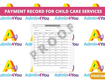 2024 Child Care Payment Record, Printable Payment Record for Child Care ...