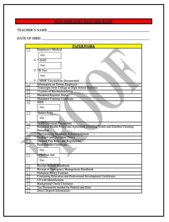 Checklist for Employee Files | Etsy